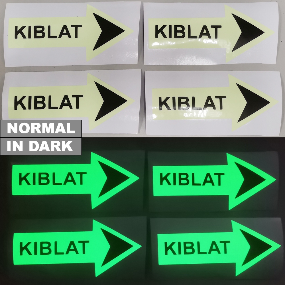 15CM KIBLAT STICKER / GLOW IN DARK KIBLAT DIRECTION STICKER / PELEKAT ...