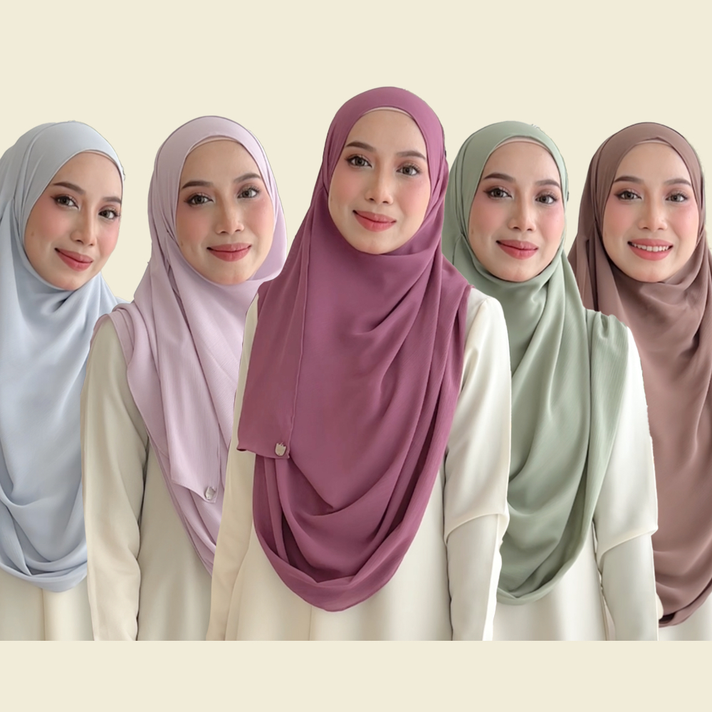 TulipHijab 2m Tasnim Shawl Soft Chiffon Textured Panjang Labuh ...