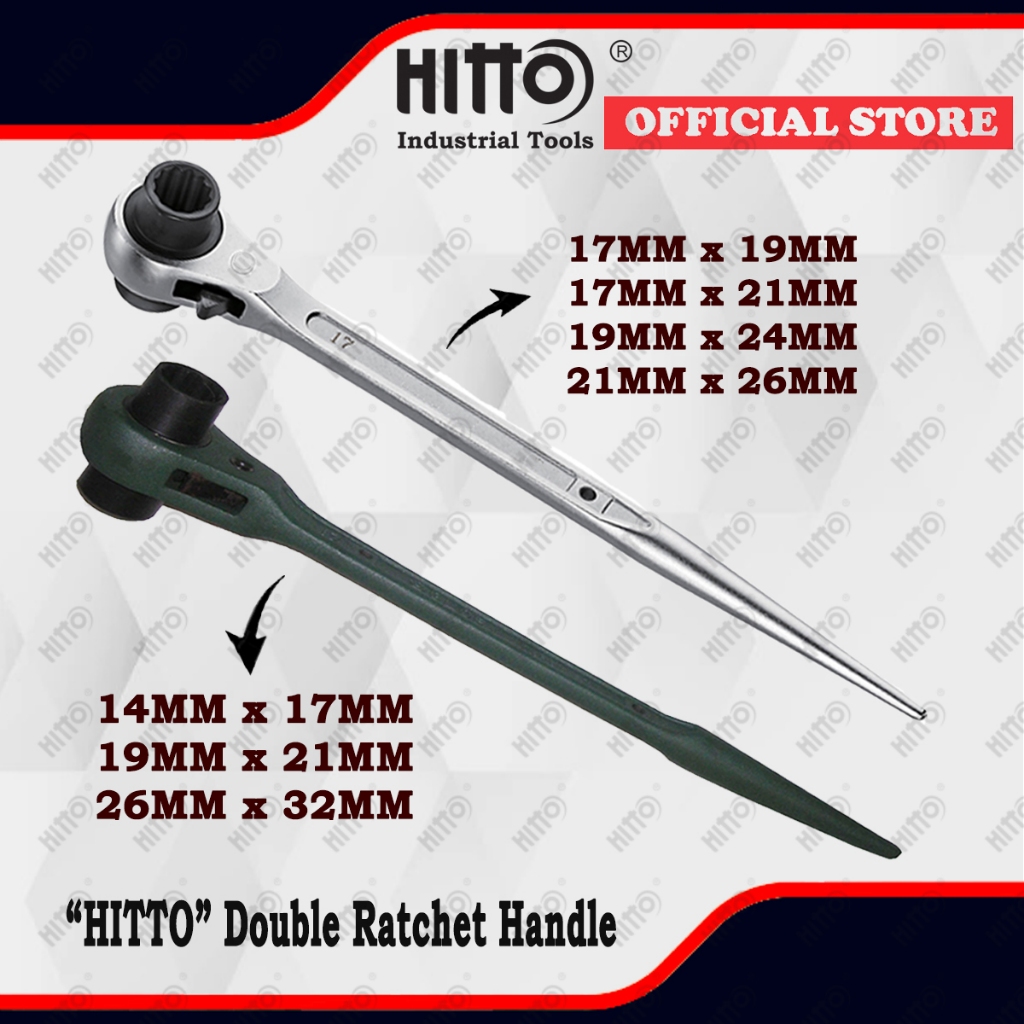 [ HITTO ] DOUBLE RATCHET HANDLE SOCKET SCAFFOLD WRENCH POINTED TAIL ...