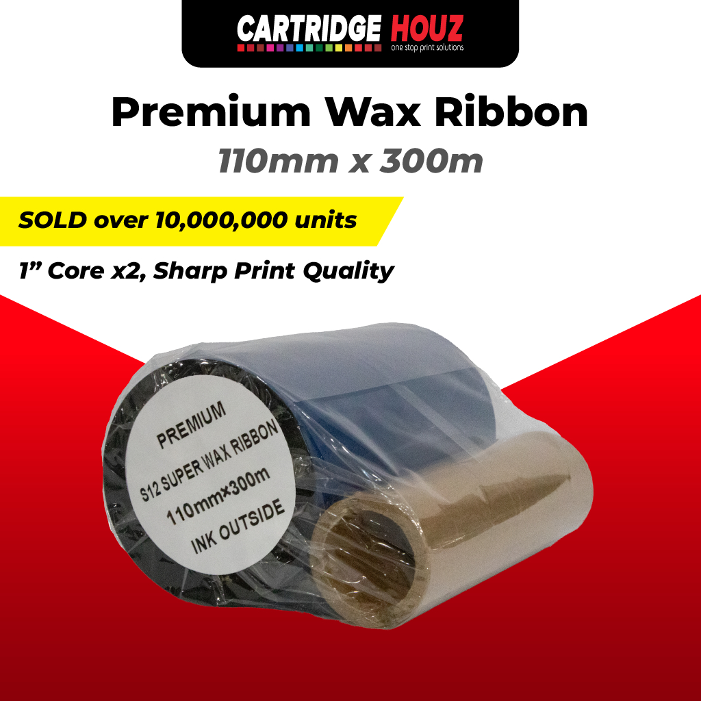 110mm x 300m Wax Barcode Ribbon for Thermal Transfer Printer Label Tag ...