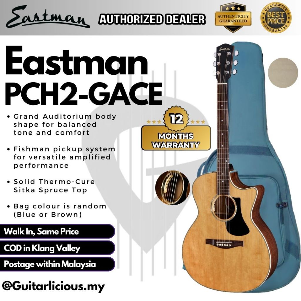 Eastman PCH2-GACE Grand Auditorium Solid Spruce Top Acoustic Guitar with Pickup by Fishman ...