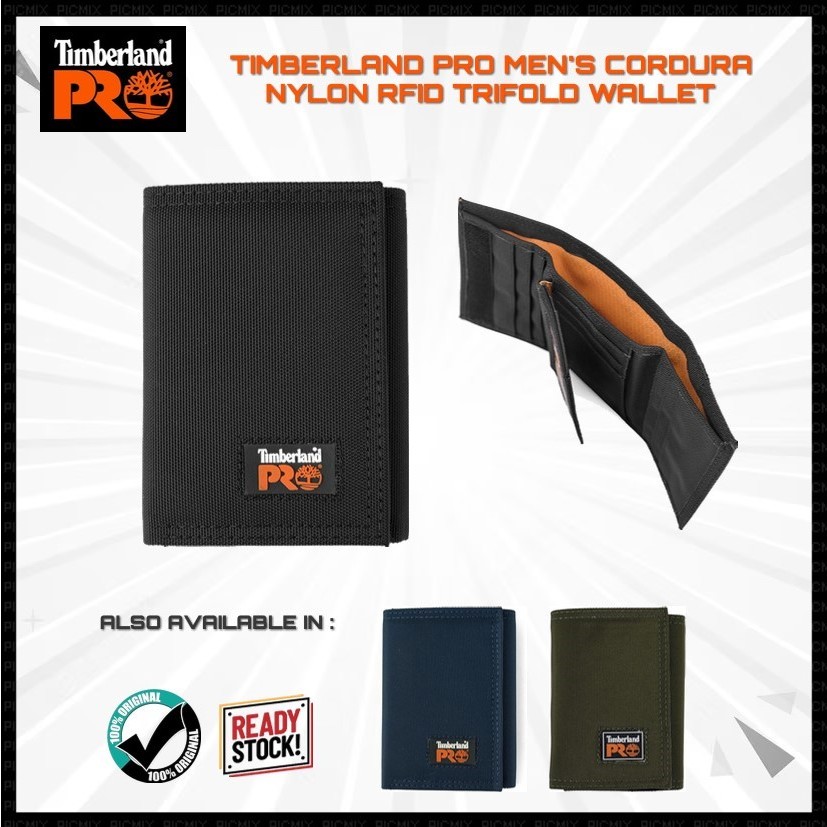TIMBERLAND PRO Men's Cordura Nylon RFID Trifold Wallet, With ID Window ...