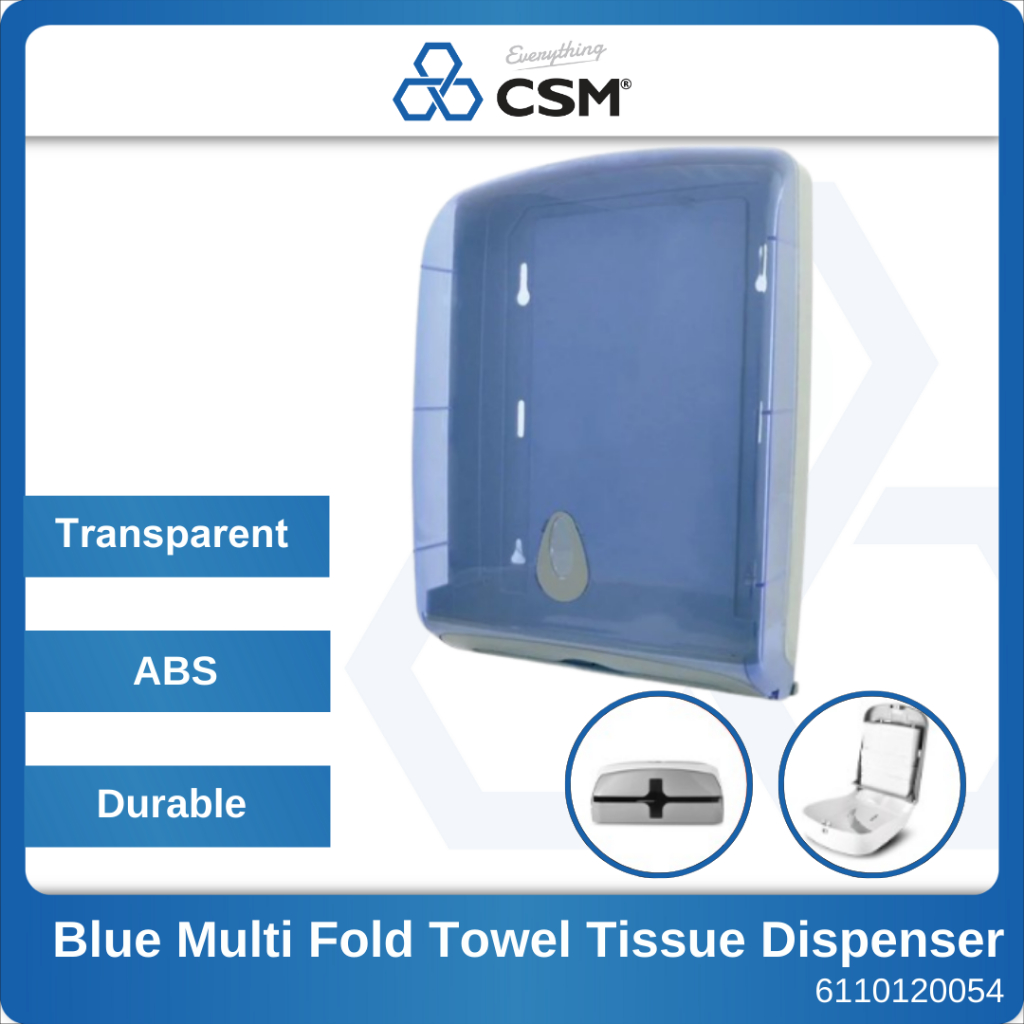CSM Fold Paper Hand Towel Tissue Dispenser | Transparent Blue | Wall ...