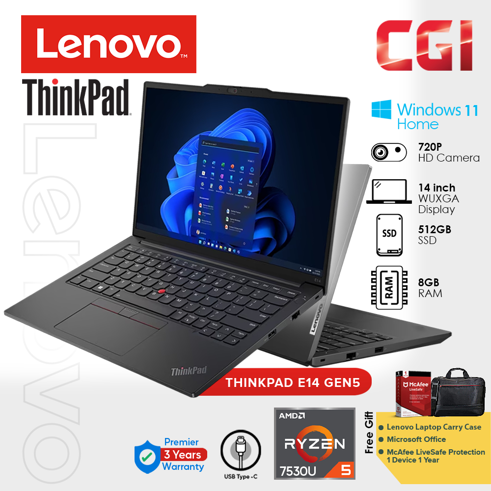 Lenovo 14'' ThinkPad E14 Gen 5 R5-7530U 8GB DDR4 512GB W11H WUXGA IPS ...