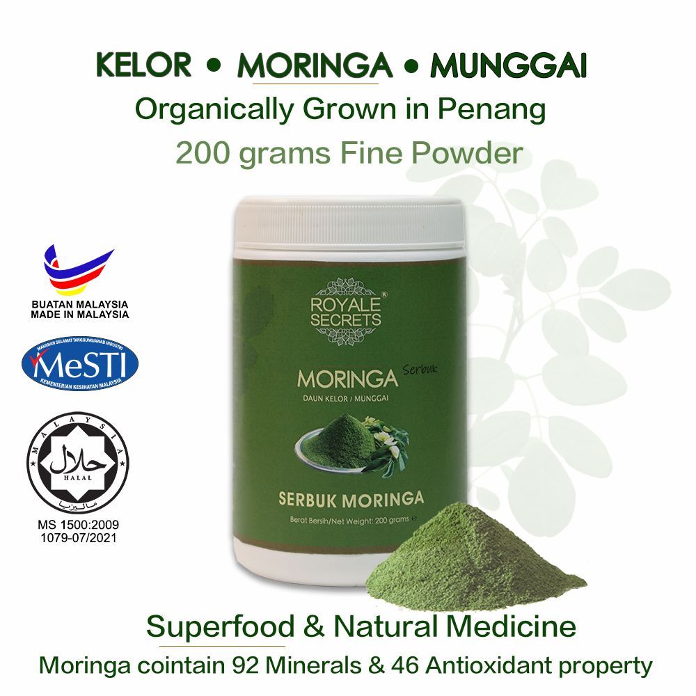 Moringa Leaf Powder Organic Royale secrets 200g - HALAL JAKIM | Shopee ...