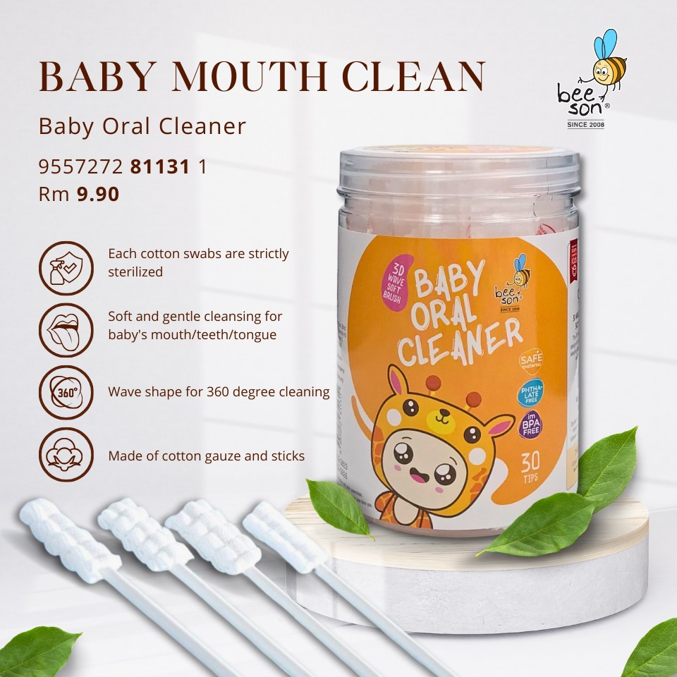 Bee Son Baby Oral Cleanser Cotton Swab Set Mouth Tongue Cleaner 30pcs ...