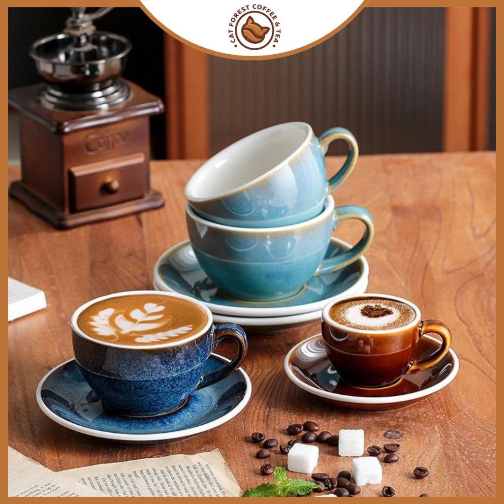 Vintage Kiln-Changed Coffee Cup Ceramic Barista Latte Cup Cappuccino ...
