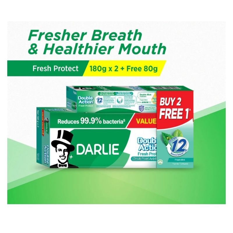 Darlie Double Action Fresh Protect Toothpaste 180g×2 +Free 80g | Shopee Malaysia