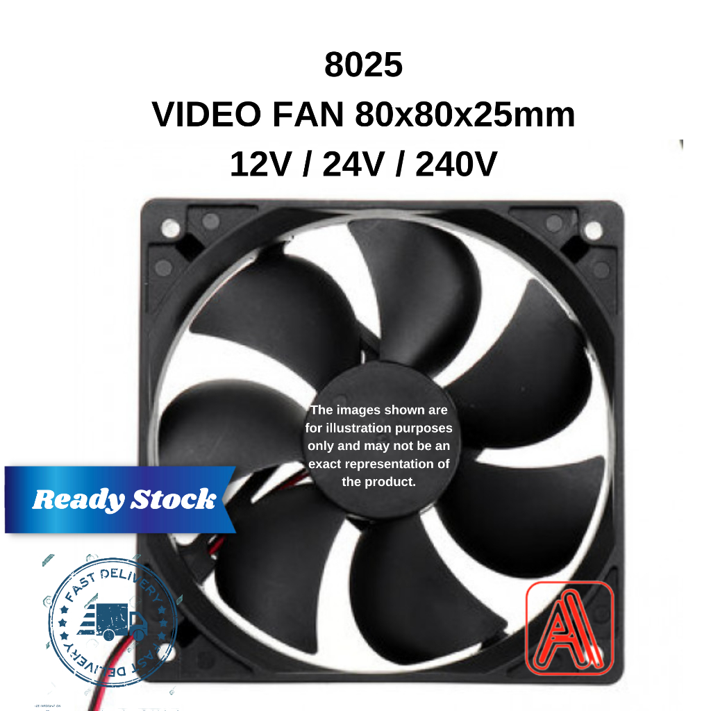 8025 3" Inch Video Fan 80x80x25mm 12VDC / 24VDC 240VAC Quiet Cooling AC And DC Cooling Fan ...