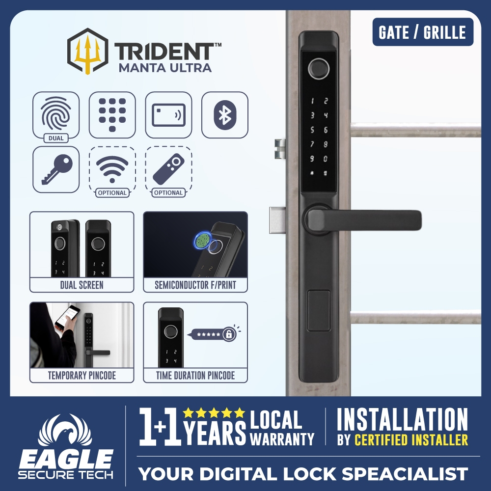 TRIDENT Smart Lock MANTA ULTRA | Dual Fingerprint Gate Grille Gate ...