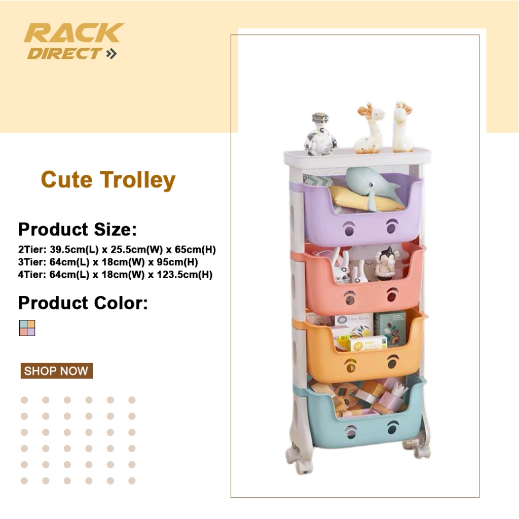 𝐑𝐚𝐜𝐤 𝐃𝐢𝐫𝐞𝐜𝐭 2/3/4 Tier Cute Trolley Children's Toy Organizer Storage ...