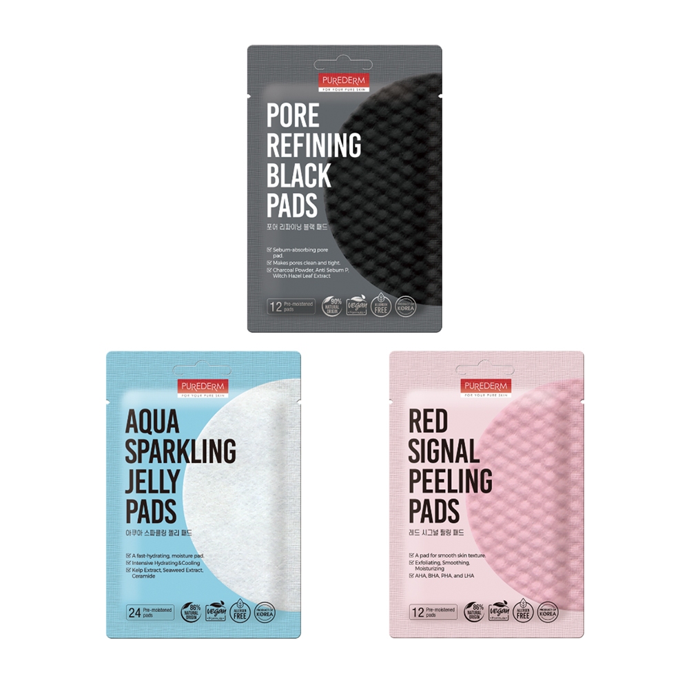 Purederm Pads 12s / 24s ( Red Signal Peeling / Pore Refining Black ...