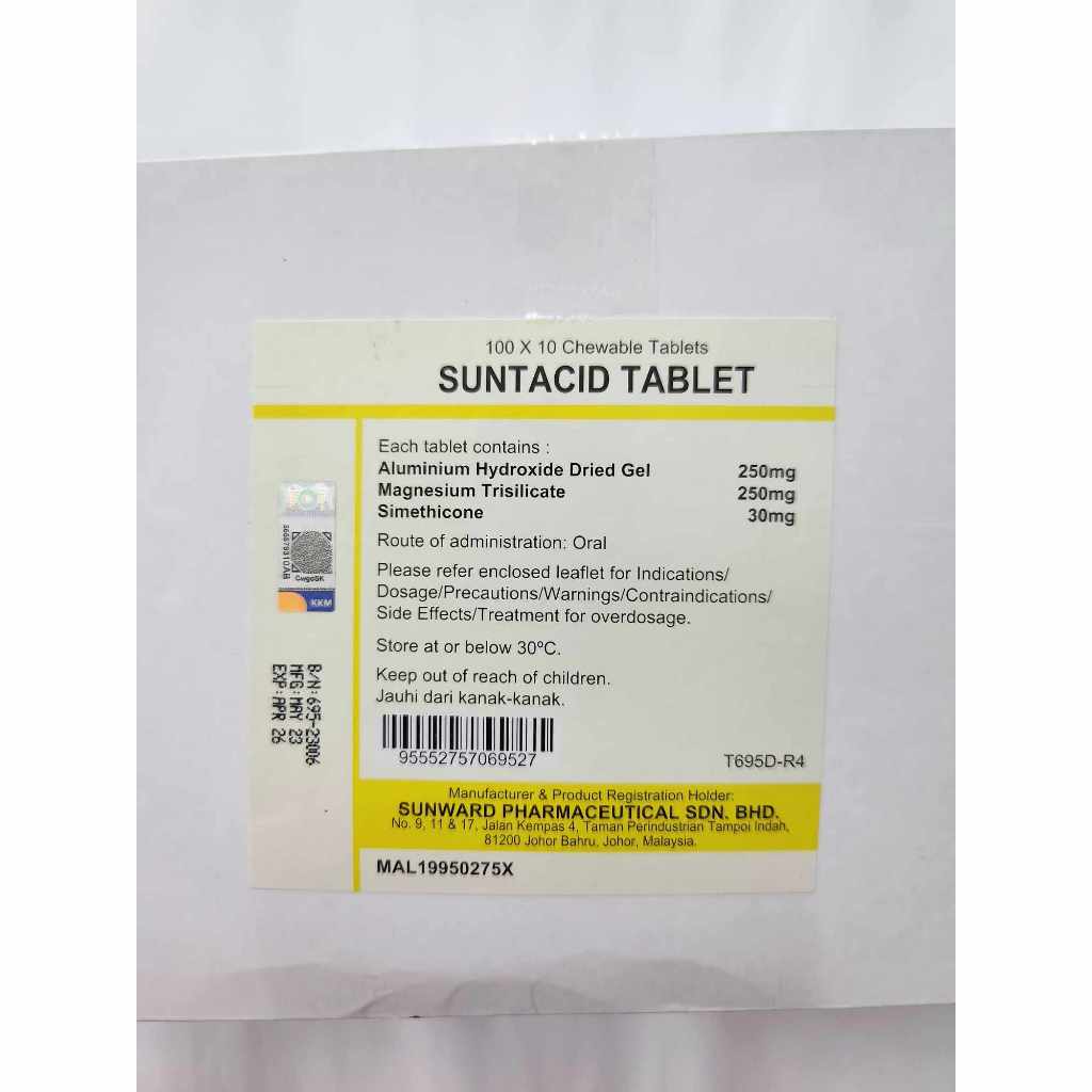 SUNWARD SUNTACID TABLET 100STP/BOX | Shopee Malaysia