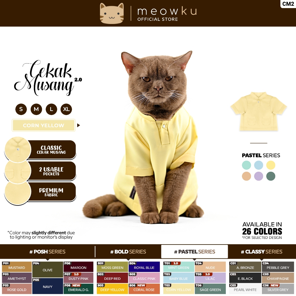 MEOWKU Cekak Musang 2.0 (Baju Raya Kucing) - Pastel Series | Shopee ...