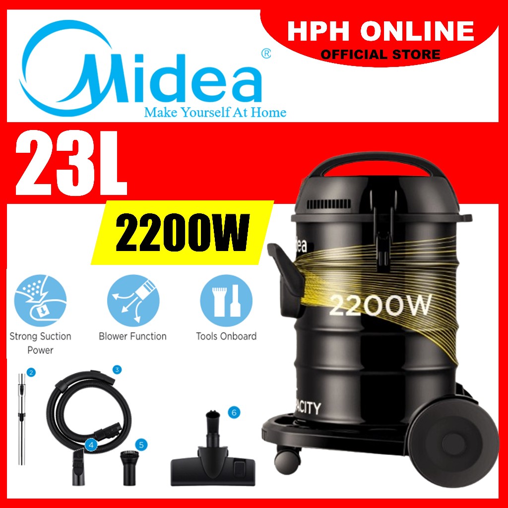 Midea 23L 2300W Vacuum Cleaner Dry & Blow MVC-D23 Heavy Duty Barrel ...