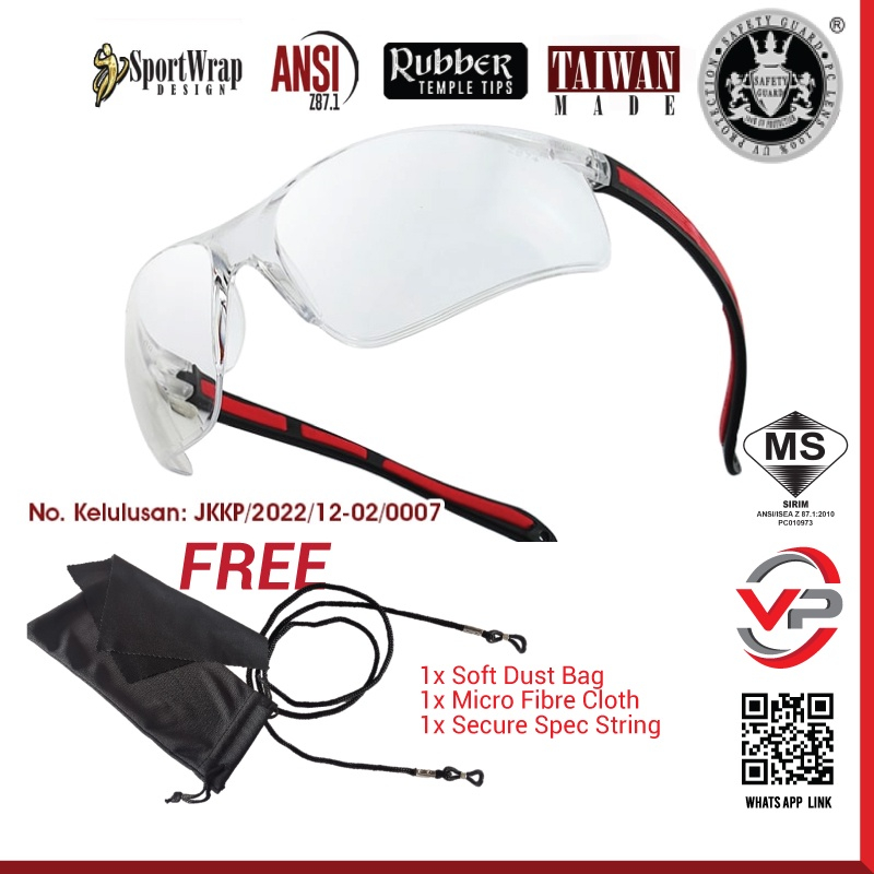 SAFETY GUARD S-17 SIRIM DOSH GLASSES S17 UV SPEC SAFETY CLEAR ANSI Z87 ...