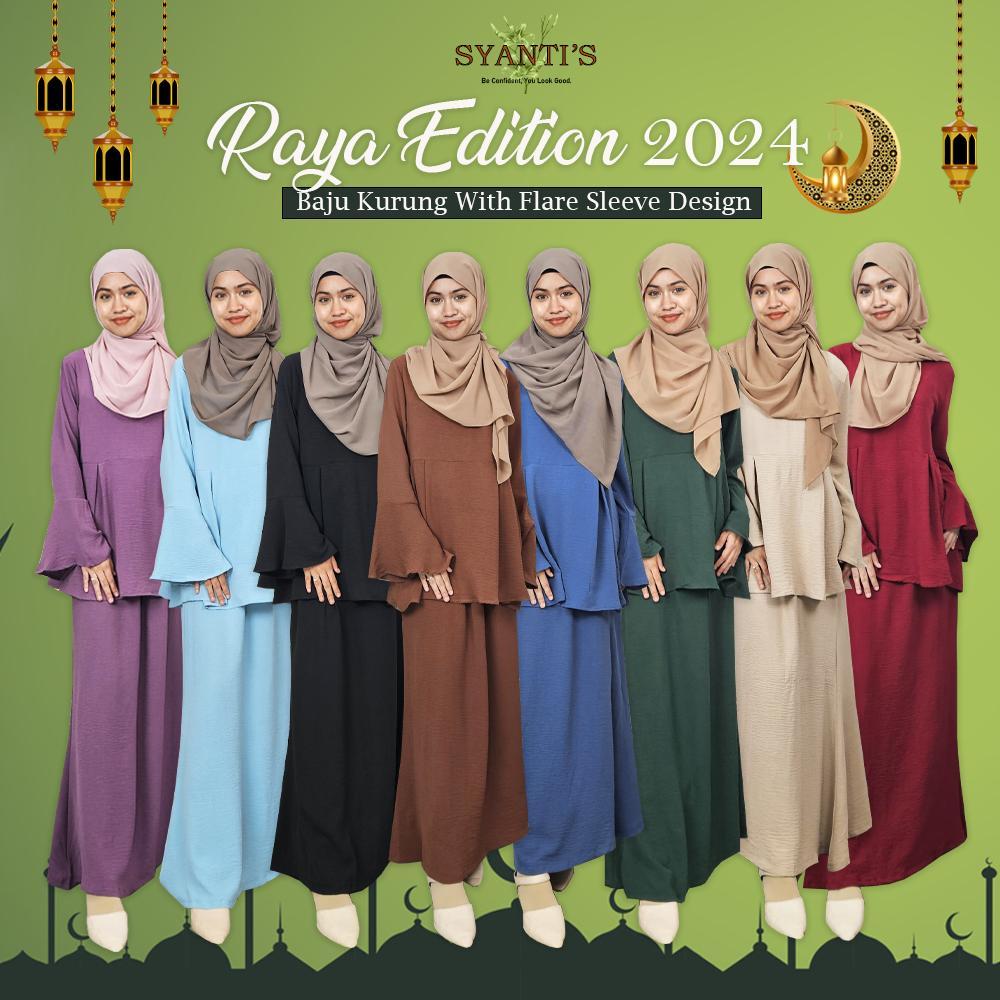 Syanti's Baju Raya 2024 Baju Kurung Moden Blouse with Skirt Flare ...