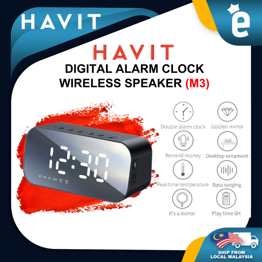 Havit Jam Alarm Digital Bluetooth Speaker Wireless 2 in 1 USB ...