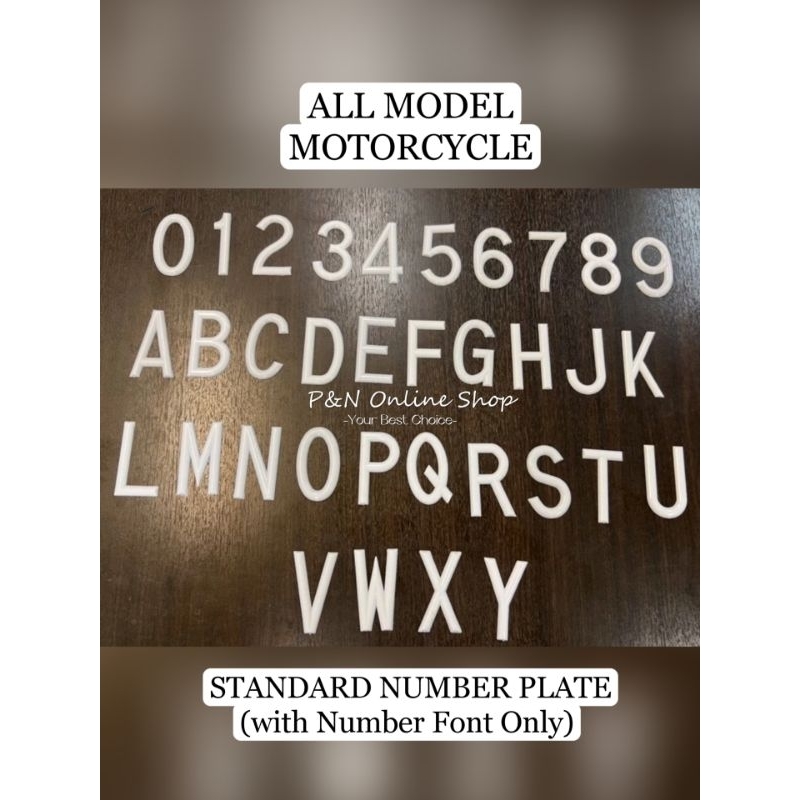 ALL MODEL MOTORCYCLE STANDARD NUMBER PLATE with Number Font Only ...
