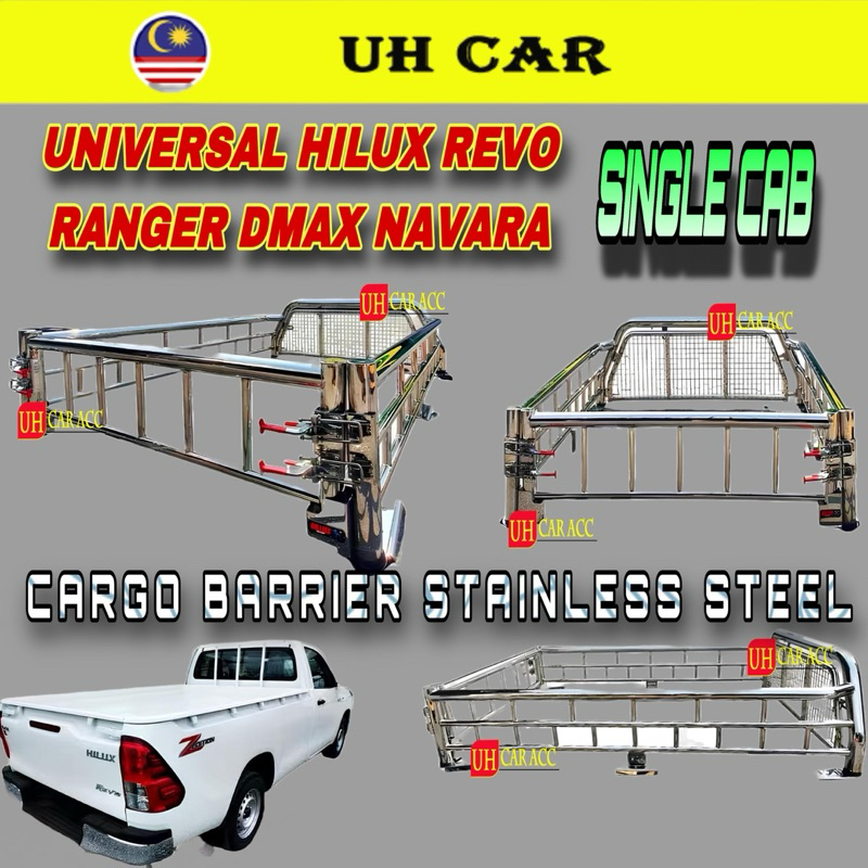 (BULL CARGO BARRIER STAINLESS STEEL) Universal 4X4 Ranger Hilux Navara ...