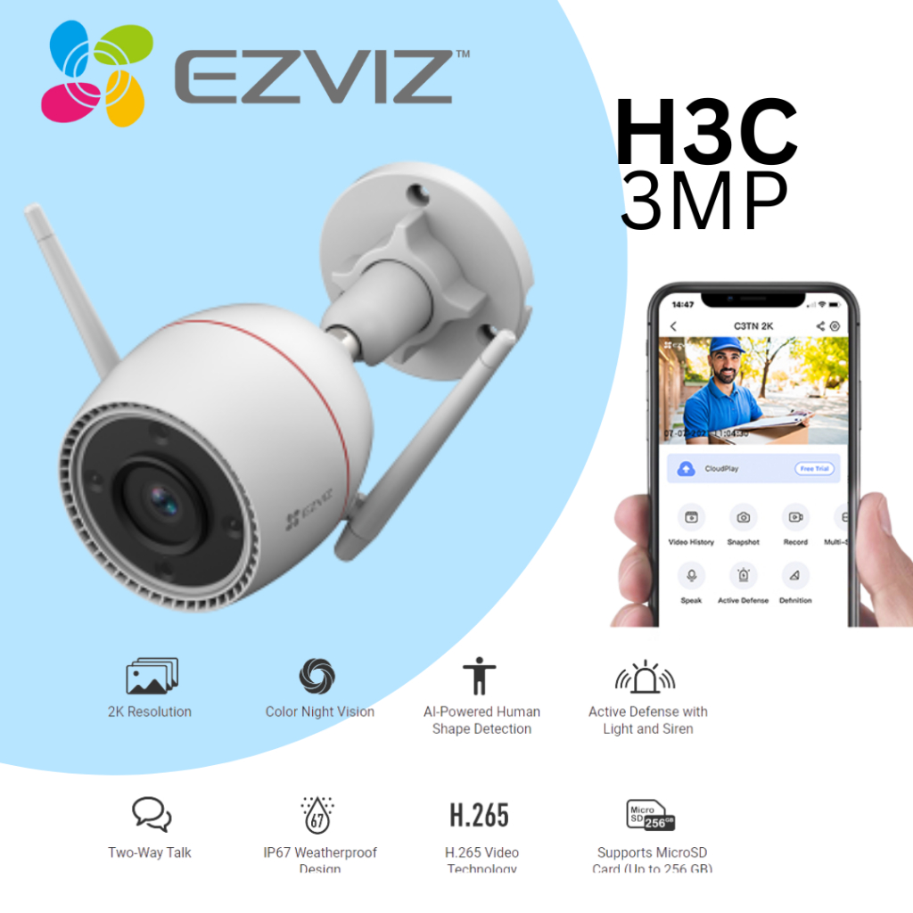 HIKVISION EZVIZ CCTV (Top Global Brand) H3C Smart Wireless WiFi Camera ...