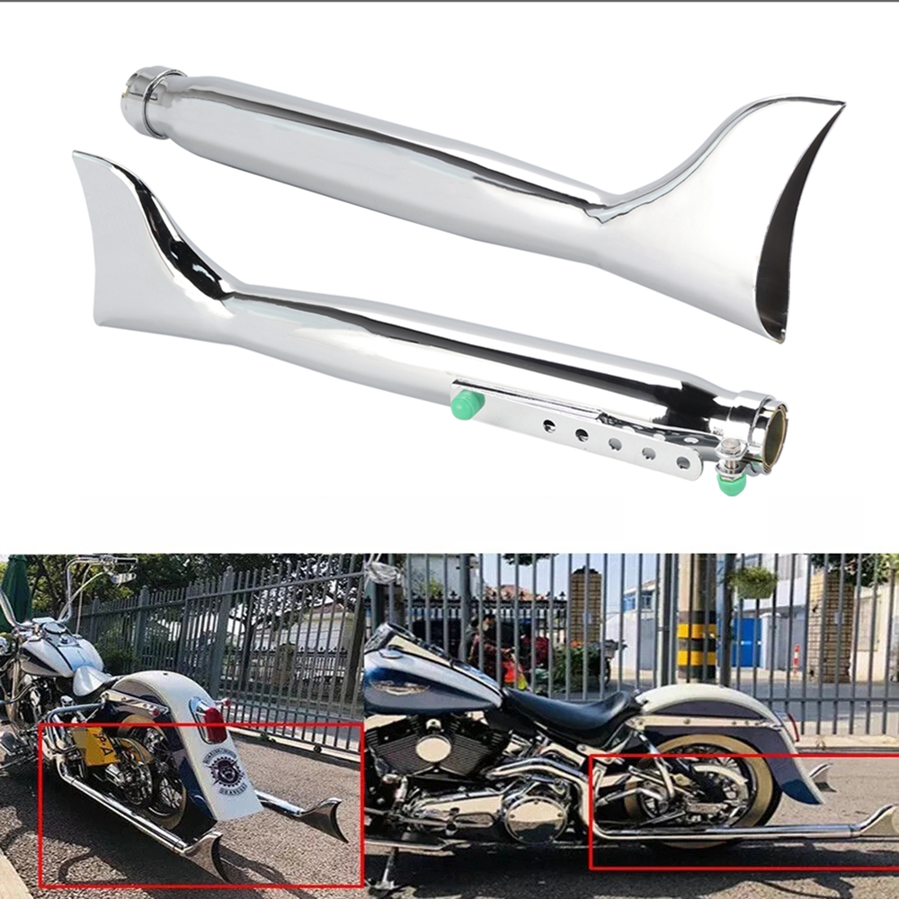 Universal Electroplate Fishtail Muffler Silencer Exhaust Pipe Cafe ...