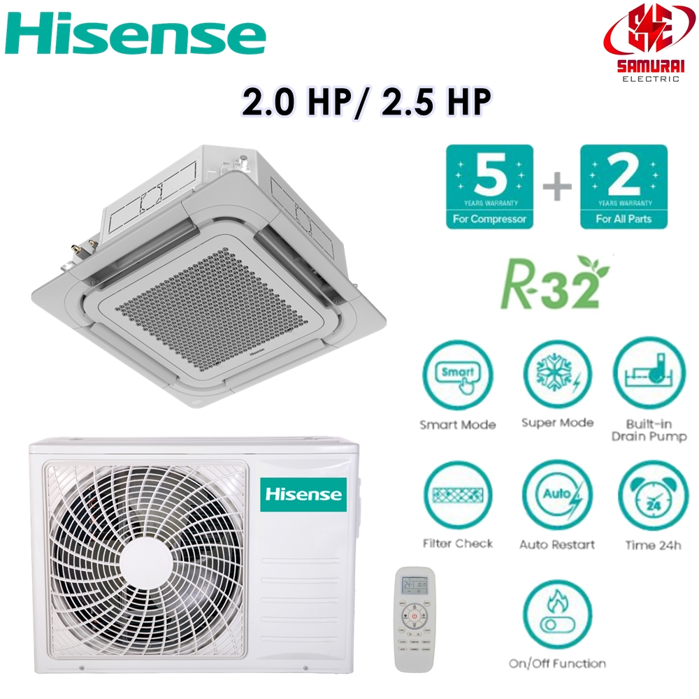 READY STOCK HISENSE NON-INVERTER R32 CEILING CASSETTE 2.0HP AUC20QFGS ...