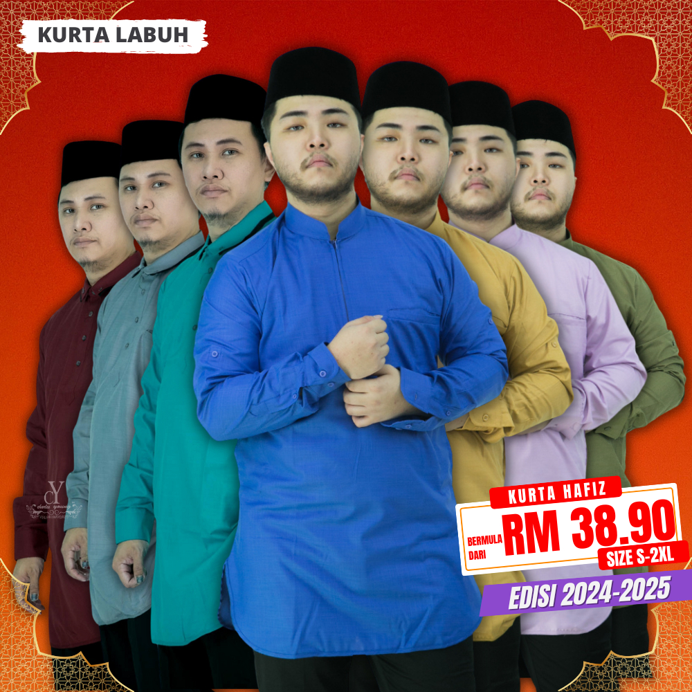 CY V1112BKM KURTA LABUH MODERN DEWASA ROYAL BLUE / OLIVE GREEN / STEEL ...