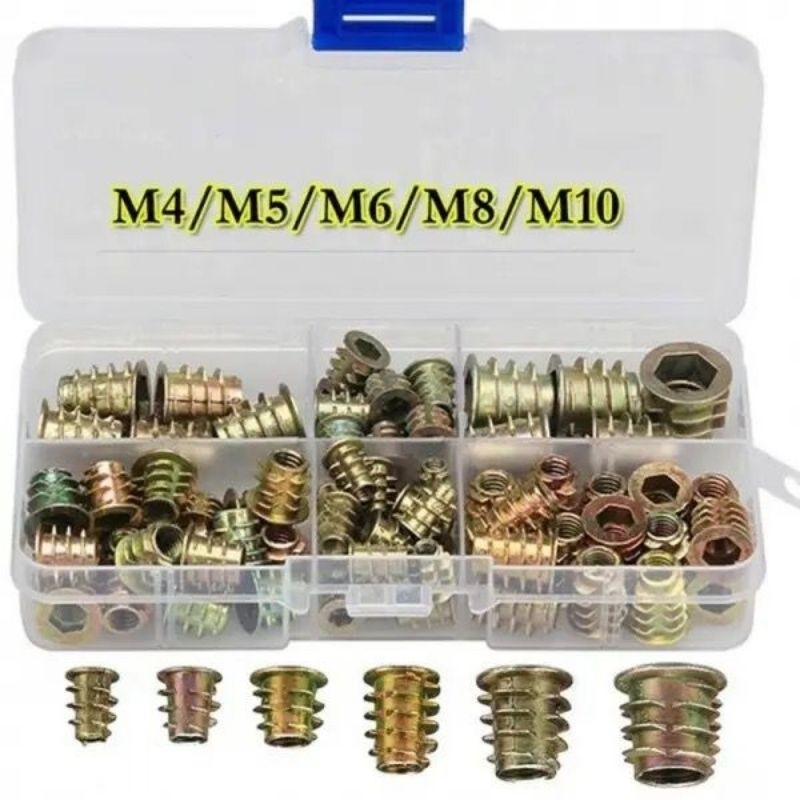 100pcs New M4 M5 M6 M8 M10 Threaded Hex Drive Inserts Wood Screw ...