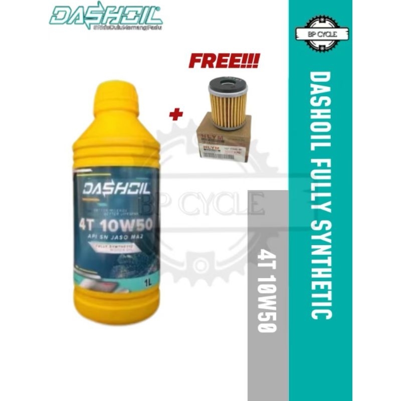 Free Filter Yamaha DashOil 4T 10w50 1L Fully Synthetic SN Motorcycle Engine Oil Minyak Hitam ...