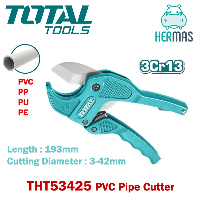 TOTAL THT53425 3-42mm Stainless Steel PVC Pipe Cutter Cutting PVC Pipe ...