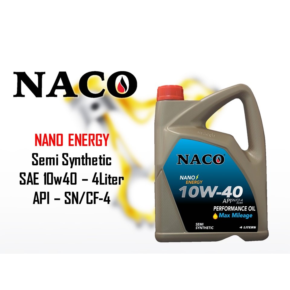 NACO - 10w40 4L Semi Synthetic Engine Oil API-SN/CF-4 Car Lubricant 10w-40 4Litre Minyak Hitam ...