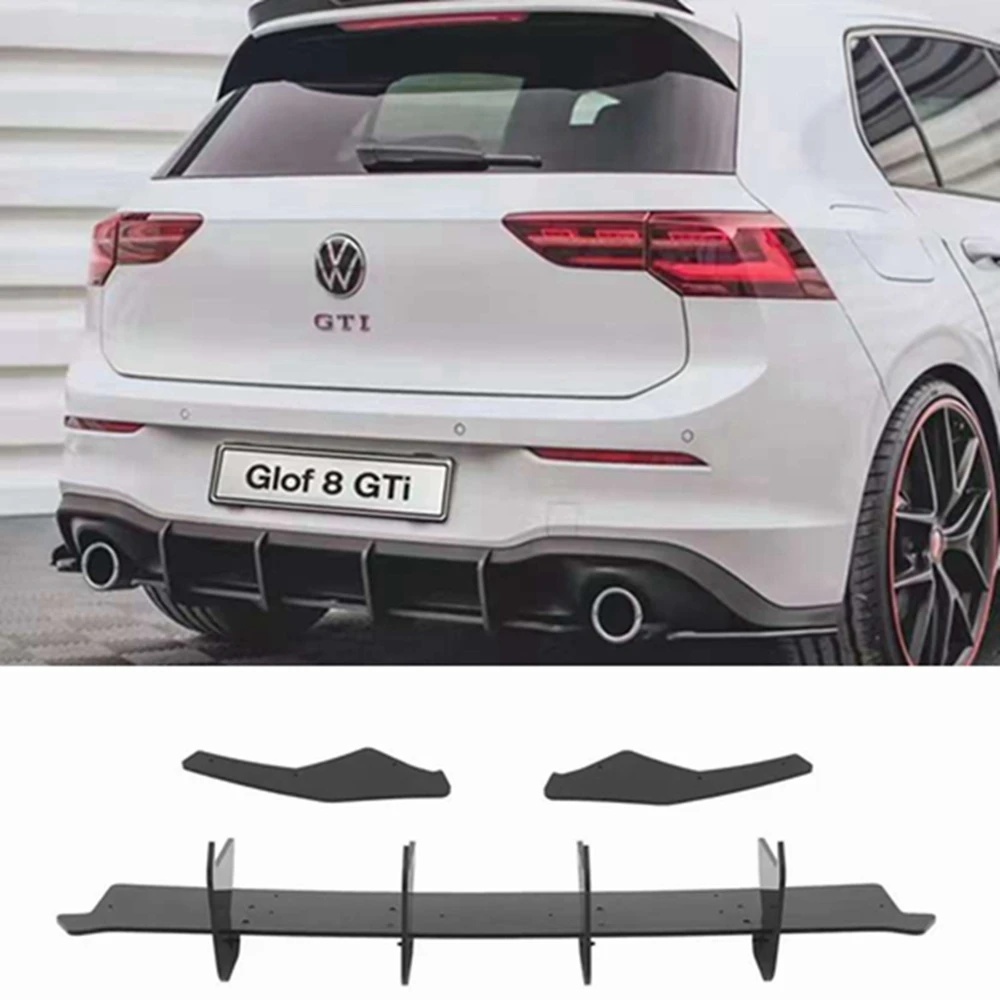 VW Golf MK8 Gti Max Design Rear Diffuser Splitter Gloss Black G776 ...
