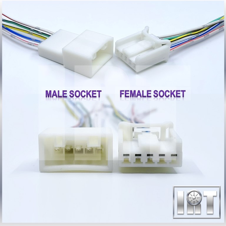 5 Pin Socket Connector Male Female Universal Harness Cable Soket Kereta ...