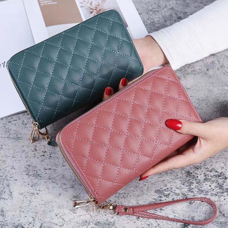 Ready Stock Double Zipper Large Capacity Ladies Long Wallet | Shopee ...