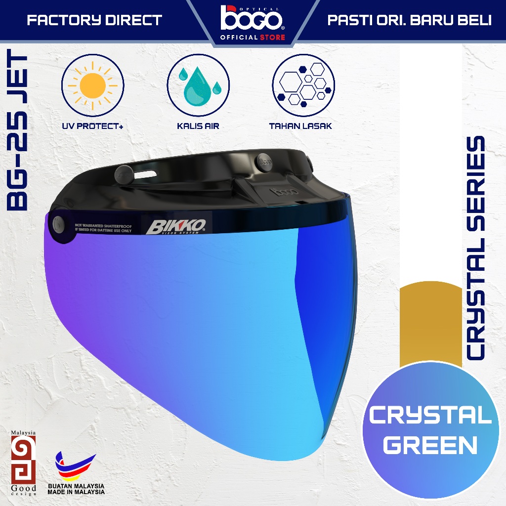(ORIGINAL) BIKKO Visor Helmet BOGO BG25 Jet (Crystal Series) Face ...