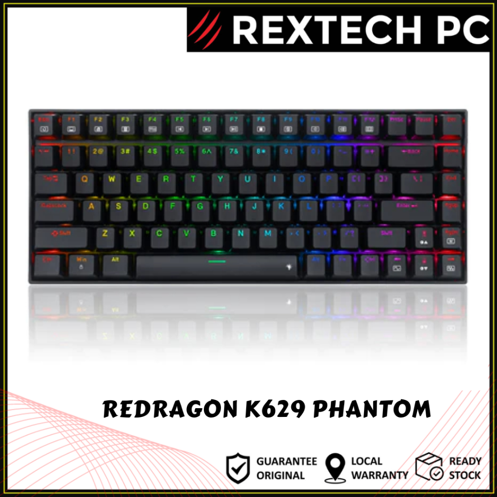 REDRAGON K629 PHANTOM RGB LED Backlit 84 Keys Red Switch Mechanical Gaming Keyboard | Shopee ...