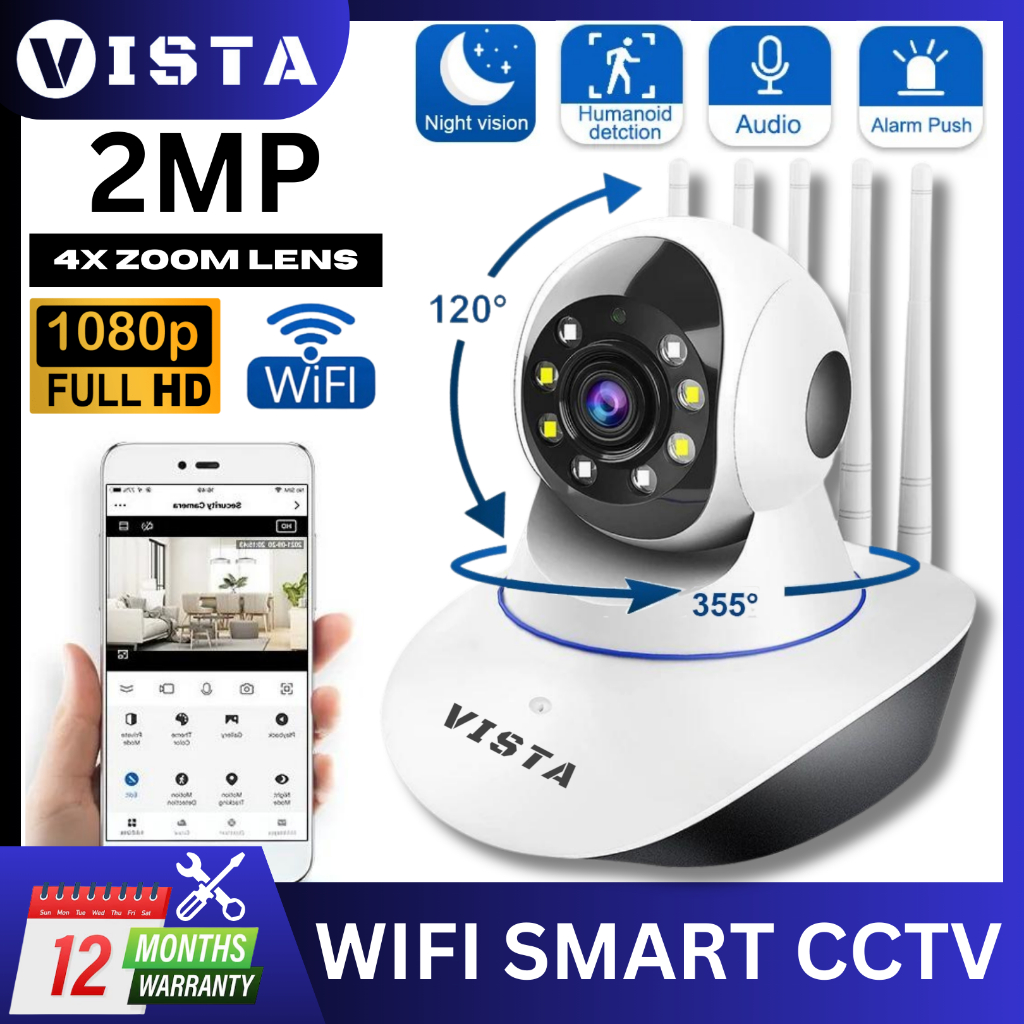 VISTA 2MP 1080P CCTV Wireless Camera CCTV Indoor WIFI Camera Security ...