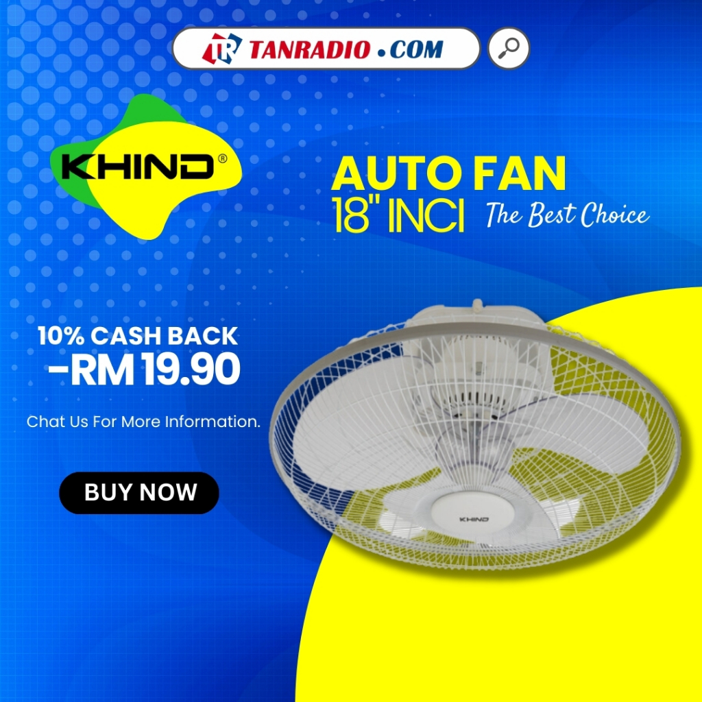 Khind Auto Fan Round Cooling 360 Degree Rotation Durable Motor AF-1801 ...