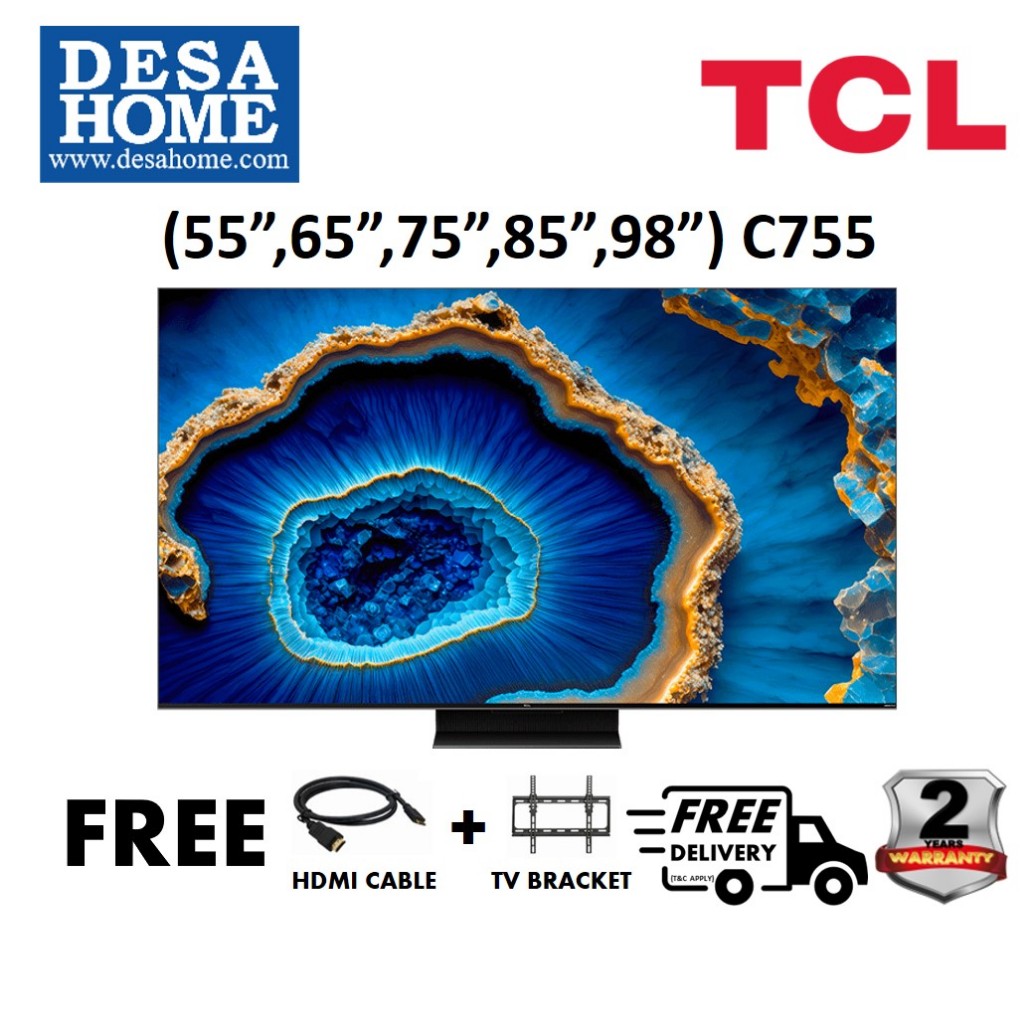 [F.O.C Shipping & Gifts] TCL C755 4K UHD QD-Mini Led Google TV 55C755 ...