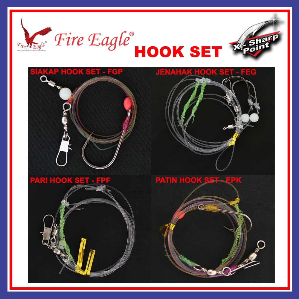 Fire Eagle Hook Set Fishing Hook Pari Siakap Jenahak Patin Perambut ...