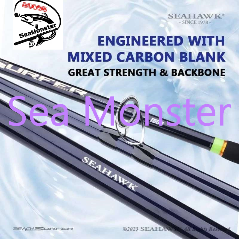 SeaMonster SEAHAWK BEACH SURFER SURF FISHING SPINNING ROD JORAN PANTAI ...