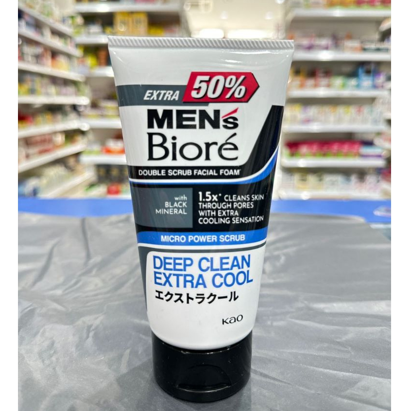 Biore Men Deep Clean Extra Cool Double Scrub Facial Foam ( 150g ...
