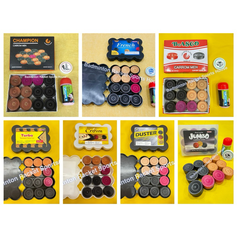 Champion/ French Tournament Carrom men (3in1) Carrom Seed + Carrom ...