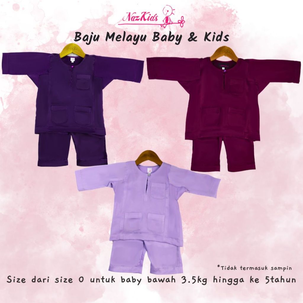 Baju Melayu Baby - Soft Purple(Lilac), Dark Purple, Purple Manggis ...