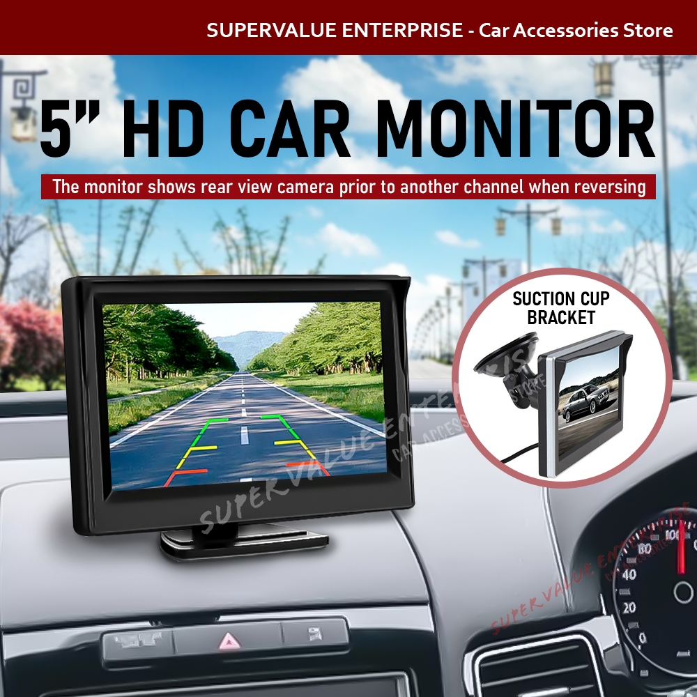 5 Inch Car Monitor TFT LCD 5" HD Digital Screen 2 Way Video Input For ...