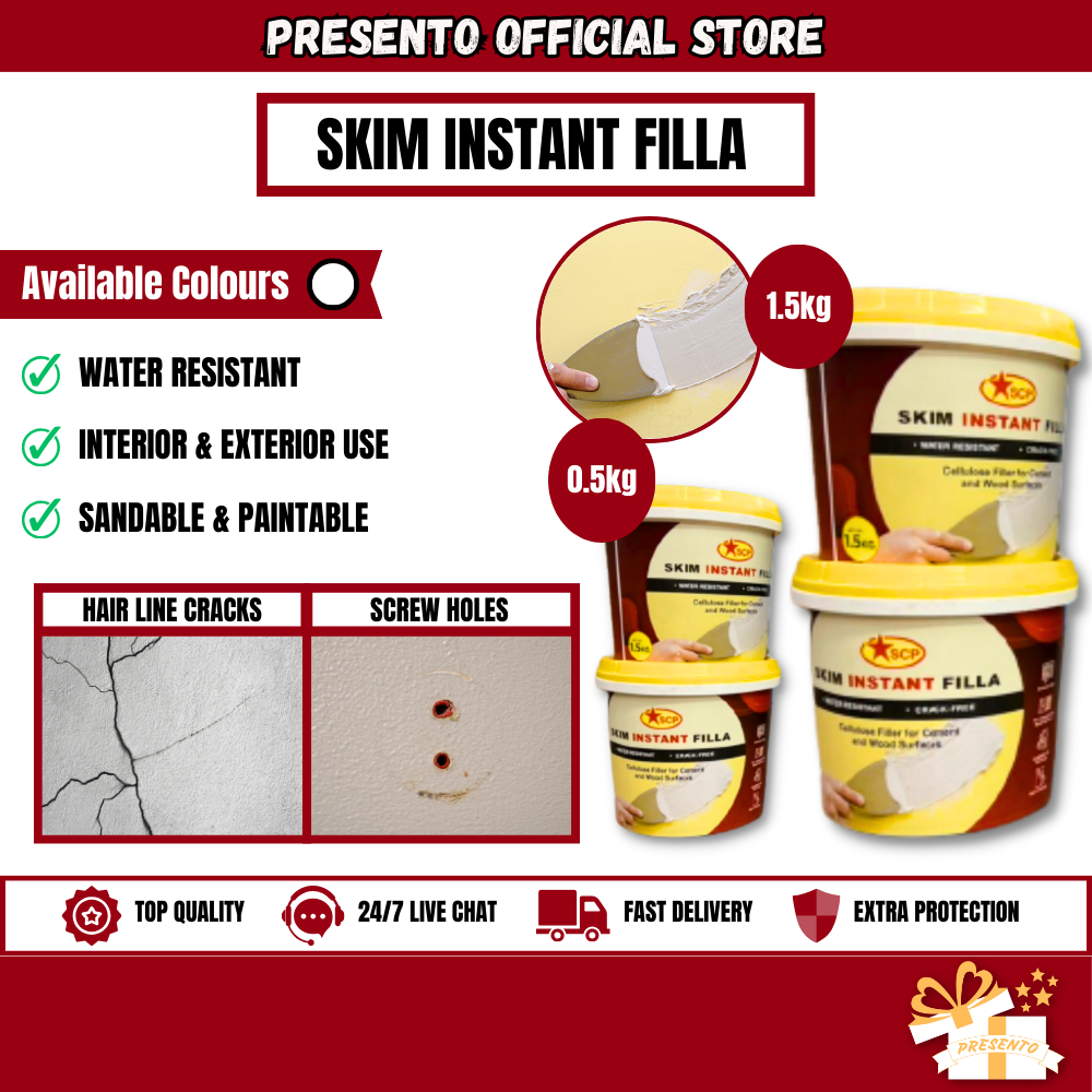500g SCP Wall Putty Filler Skim Instant Filla for Interior & Exterior ...