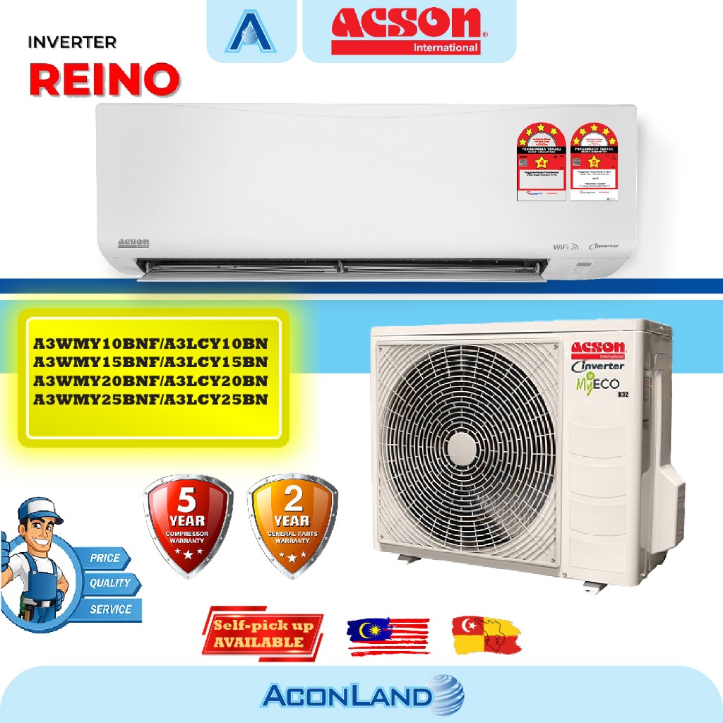ACSON REINO Standard Inverter Series R32 Air Conditioner - 1.0HP/1.5HP/2.0HP/2.5HP | Shopee Malaysia