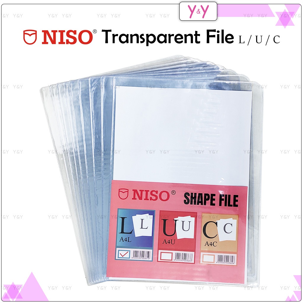 Niso A4 L U C Shape Clear File / A4 Transparent Folder / PVC Plastic Folder / Plastic File Paper ...