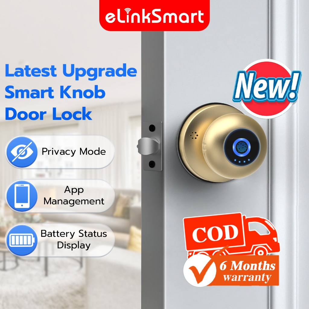 Smart Door Knob Handle Lock Fingerprint Door Lock Electronic Bedroom ...
